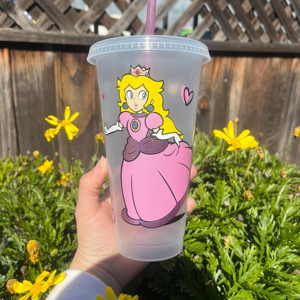 Glass Princess Peach Cup - Etsy
