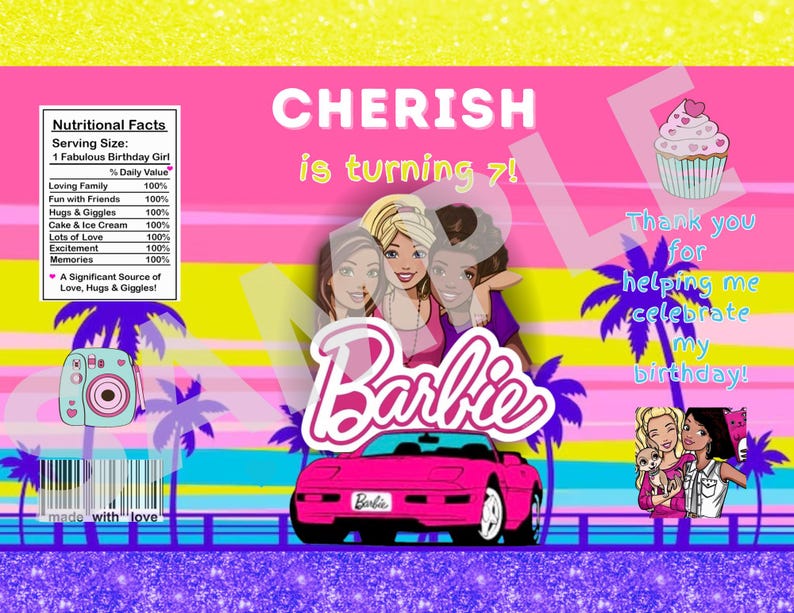 Barbie Birthday Chip Bags, Party Favors (digital Download) - Etsy