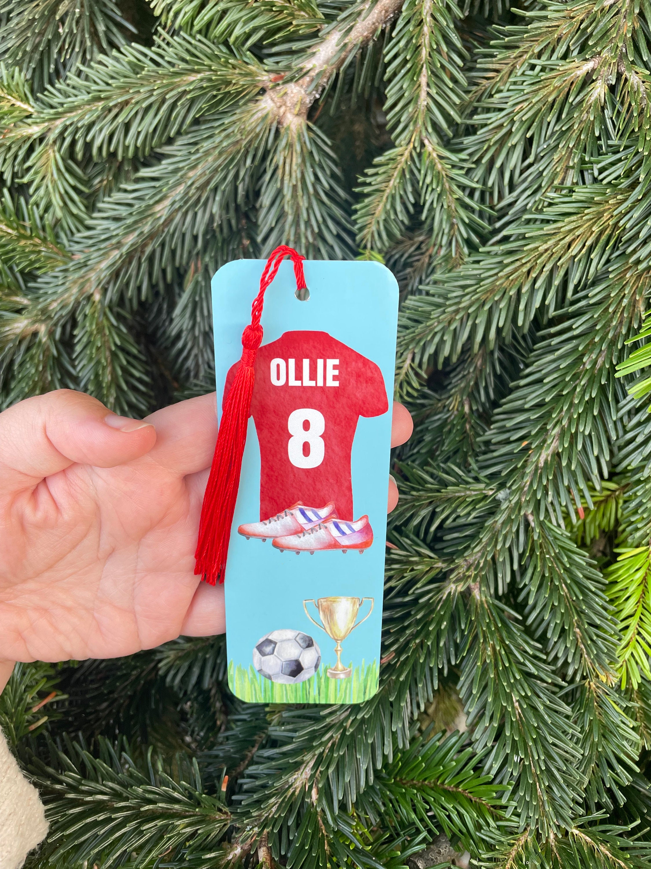Personalised Football Themed Metal Book Mark Bookmark Tassel Boy Girl ...