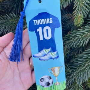 Personalised Football Themed Metal Book Mark Bookmark Tassel Boy Girl ...