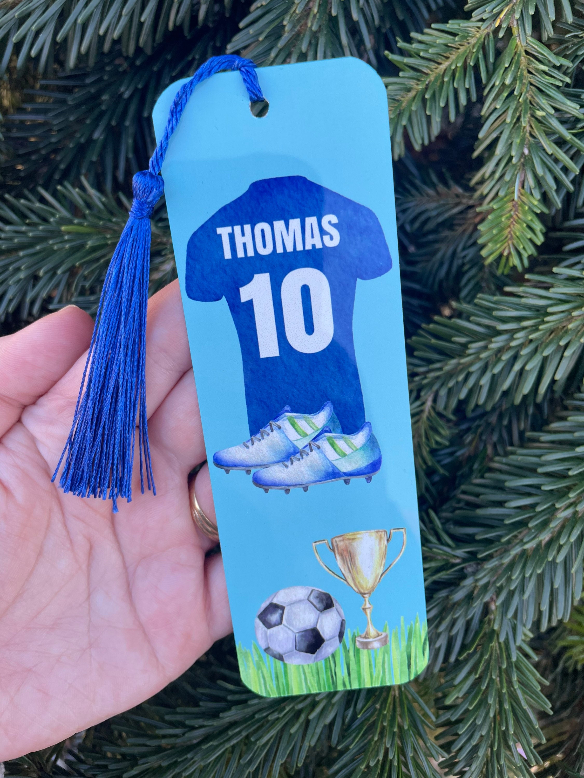 Personalised Football Themed Metal Book Mark Bookmark Tassel Boy Girl ...