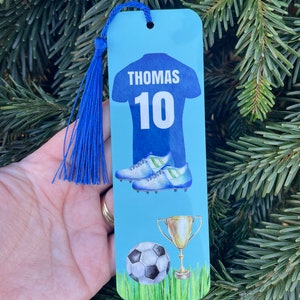 Personalised Football Themed Metal Book Mark Bookmark Tassel Boy Girl ...