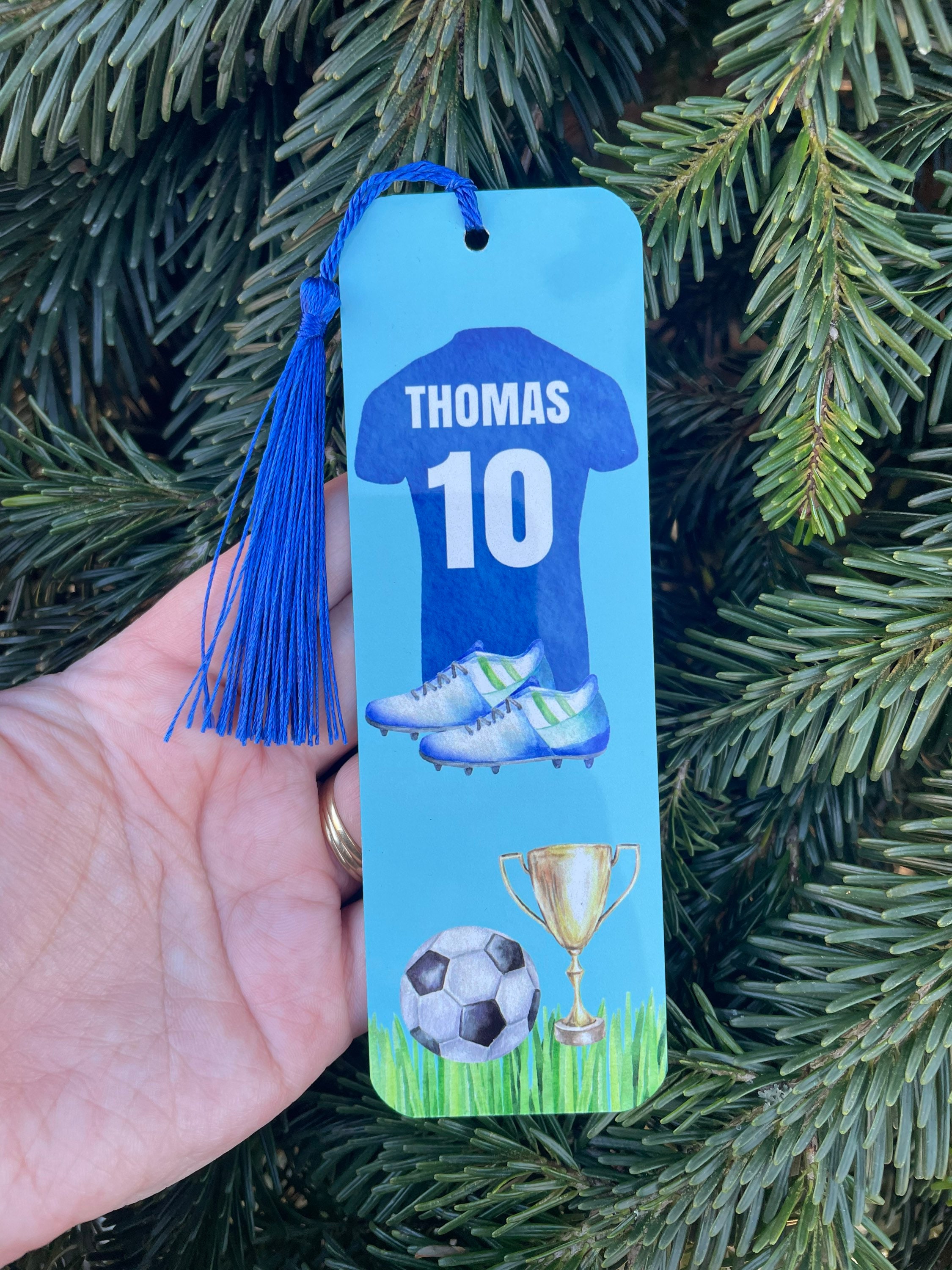 Personalised Football Themed Metal Book Mark Bookmark Tassel Boy Girl ...