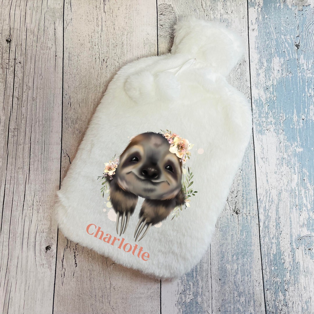 Sloth Floral Girl Hot Water Bottle Gift | Personalised Hot Water Bottle ...