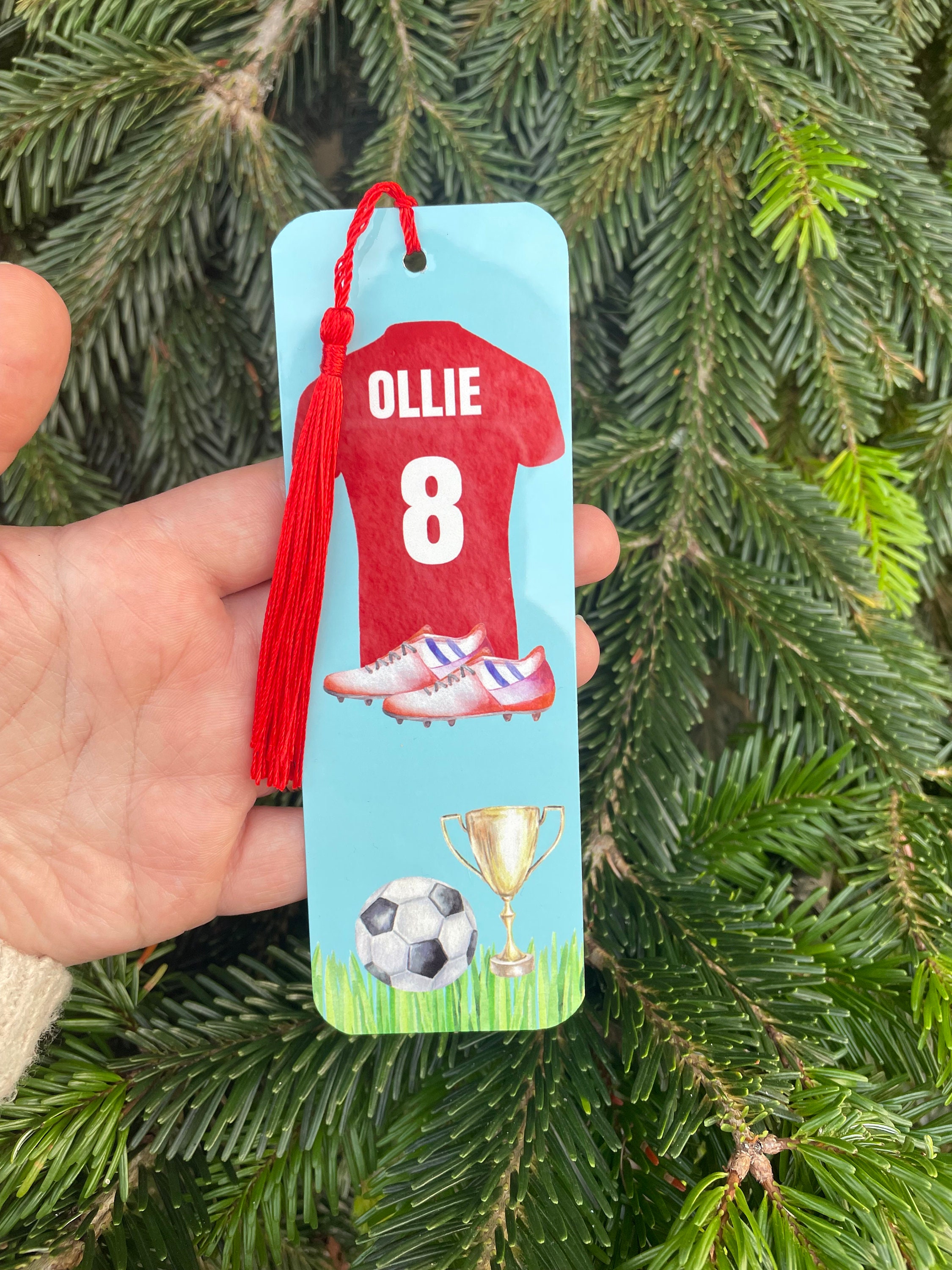 Personalised Football Themed Metal Book Mark Bookmark Tassel Boy Girl ...