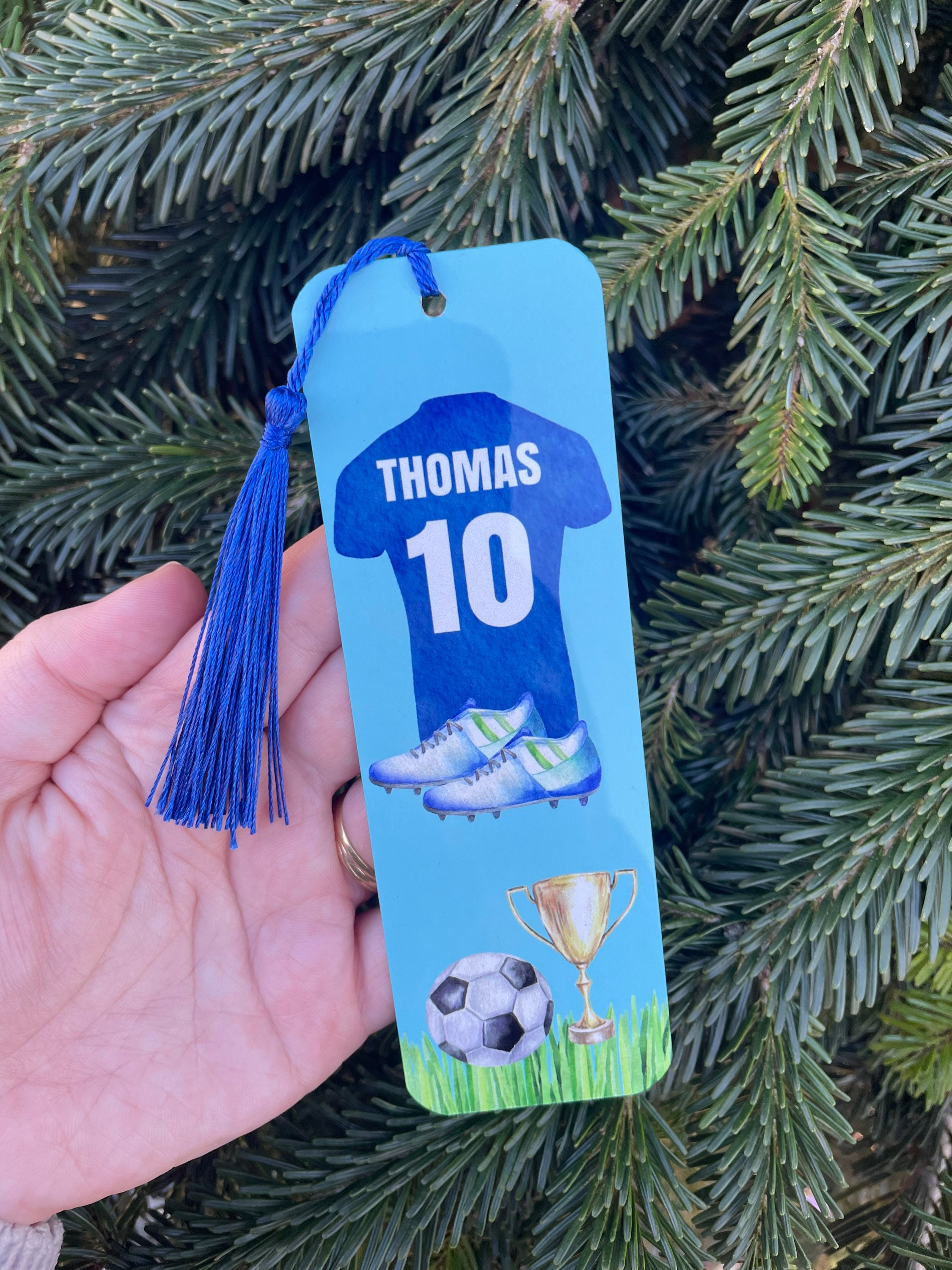 Personalised Football Themed Metal Book Mark Bookmark Tassel Boy Girl ...