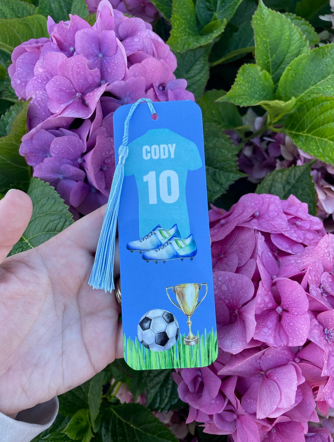 Personalised Football Themed Metal Book Mark Bookmark Tassel Boy Girl ...