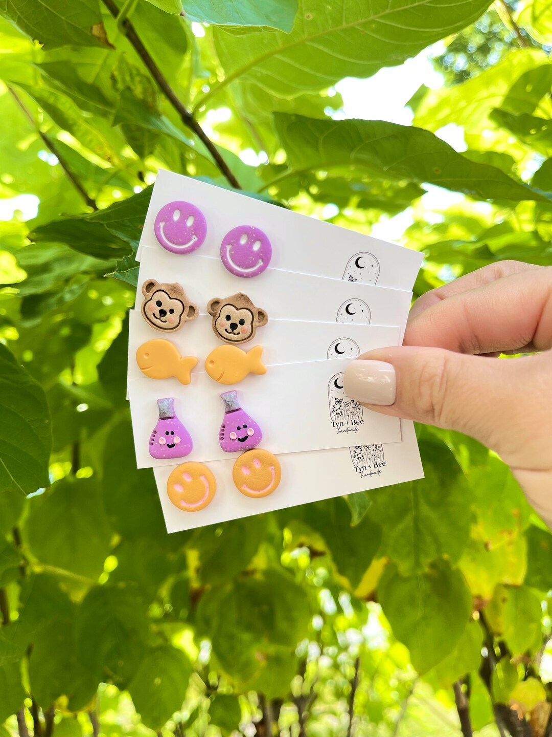 School Stud Earrings - Smiley Face, Fish Crackers, Monkeys, Science ...