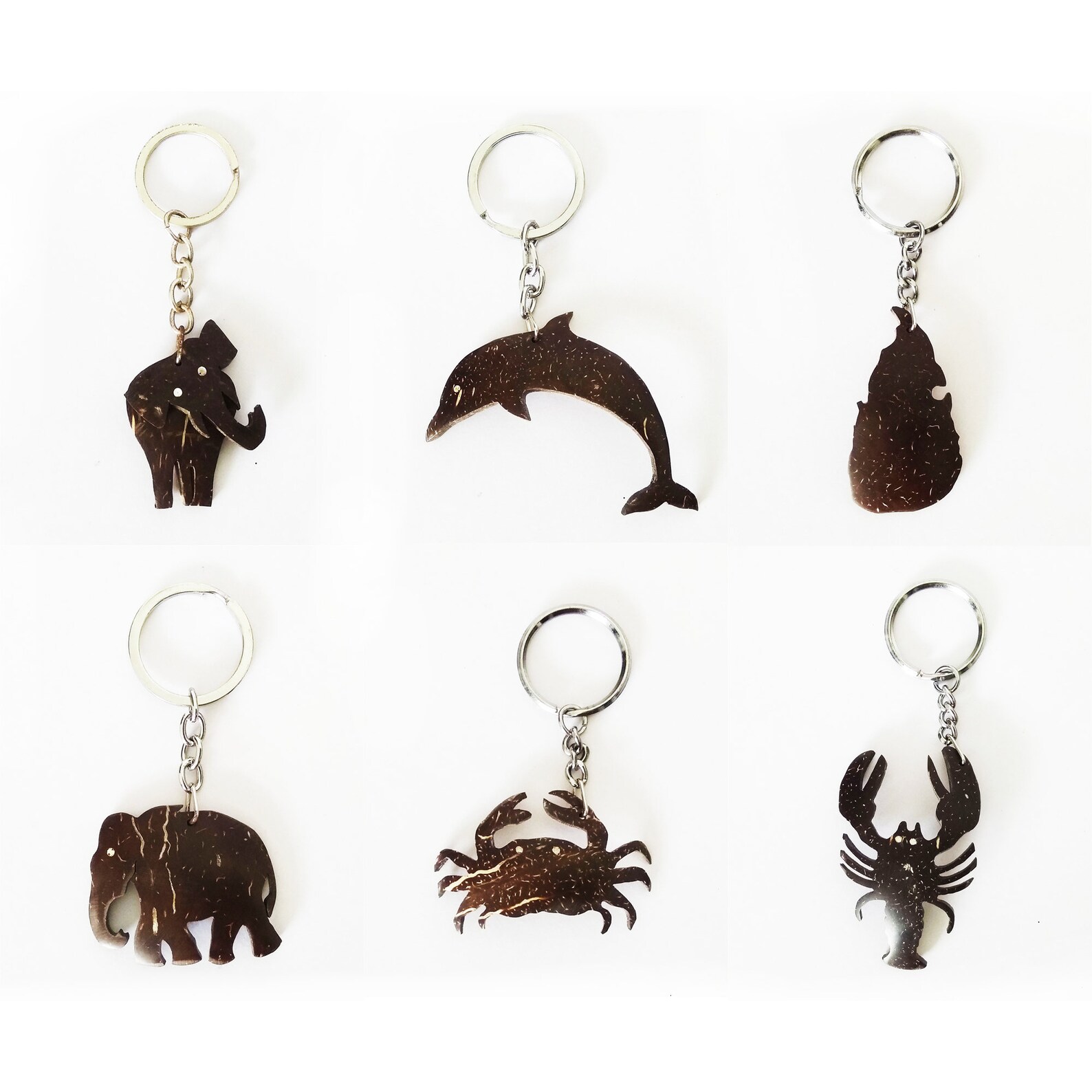 Natural Handmade Coconut Shell Key Chain | Etsy