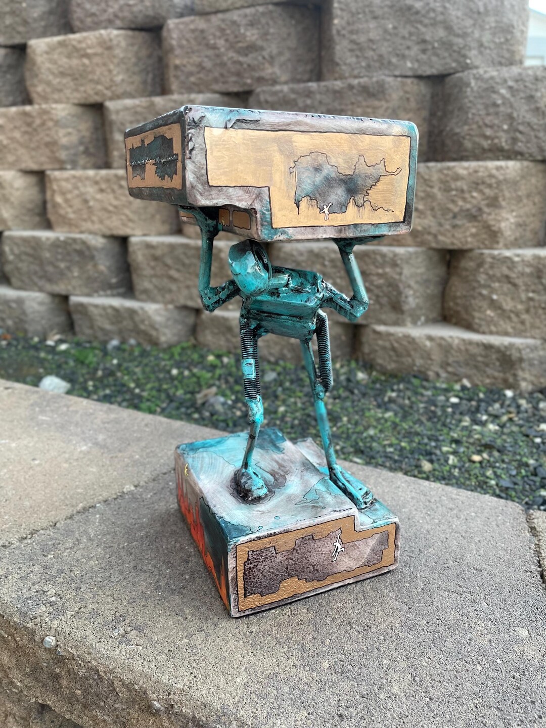 Metal Robot Shelf Holder. A Unique One of a Kind Design With Miniature ...