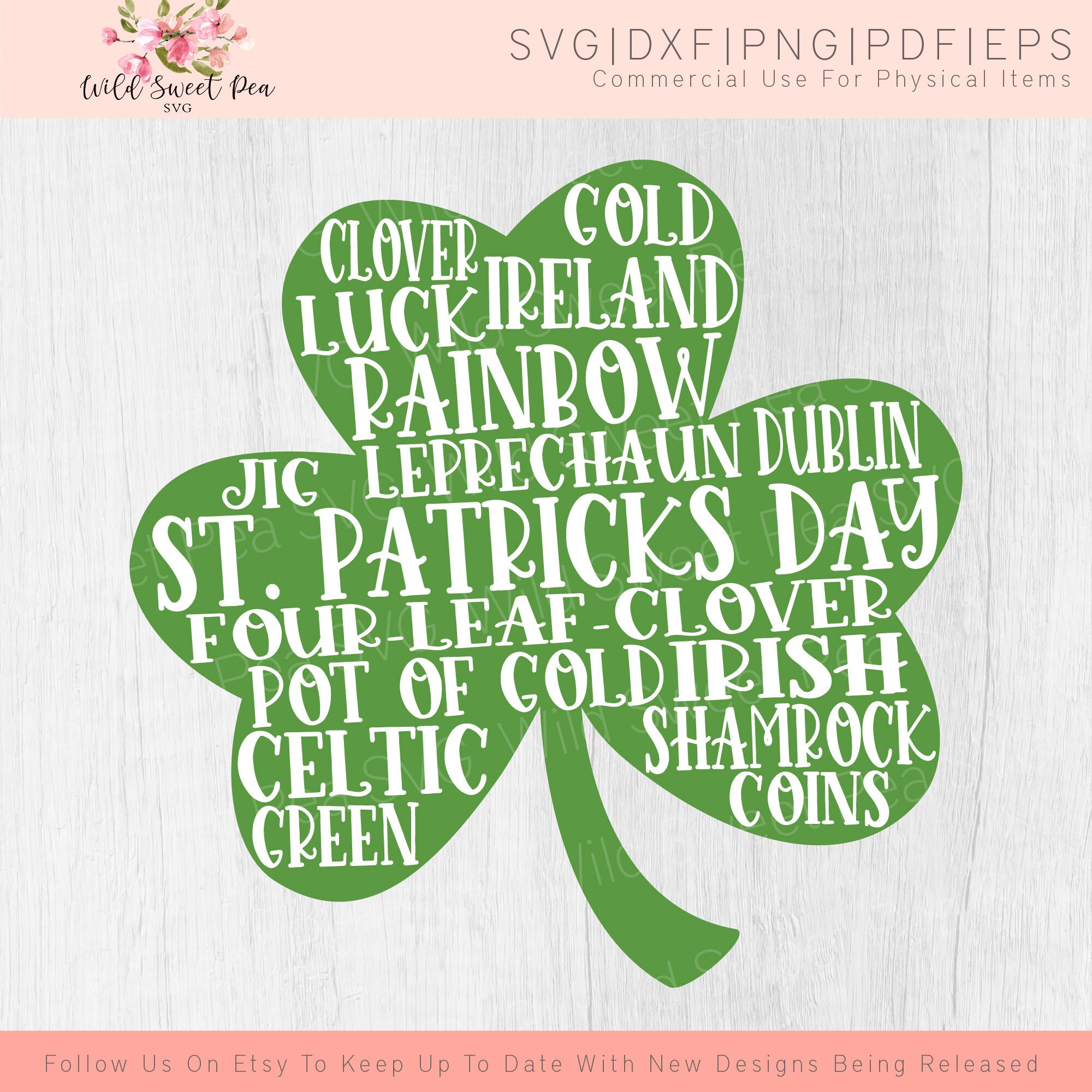 Shamrock Word Art Svg, St. Patricks Day Svg, Irish Svg, Lucky Svg ...