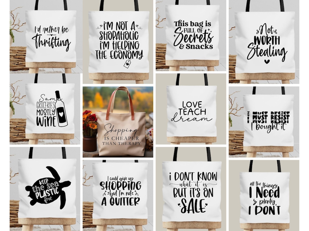 12 Tote Bag Design SVG Bundle | Tote Bag SVG Jpg | Shopping Svg | Tote ...