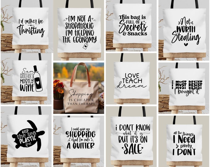 Tote Bag SVG Bundle, SVG Files for Cricut, Shopping Bag Svg, Tote Bag ...