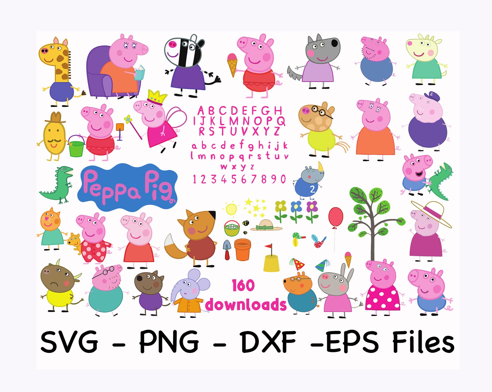 Peppa Pig bundle Peppa Pig SVG Peppa Pig printable Cricut | Etsy