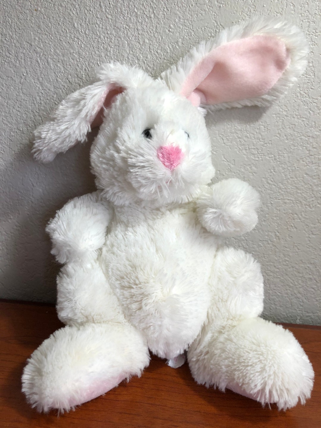 Vintage Russ Berrie White Rabbit With Pink Ears. Good Condition - Etsy
