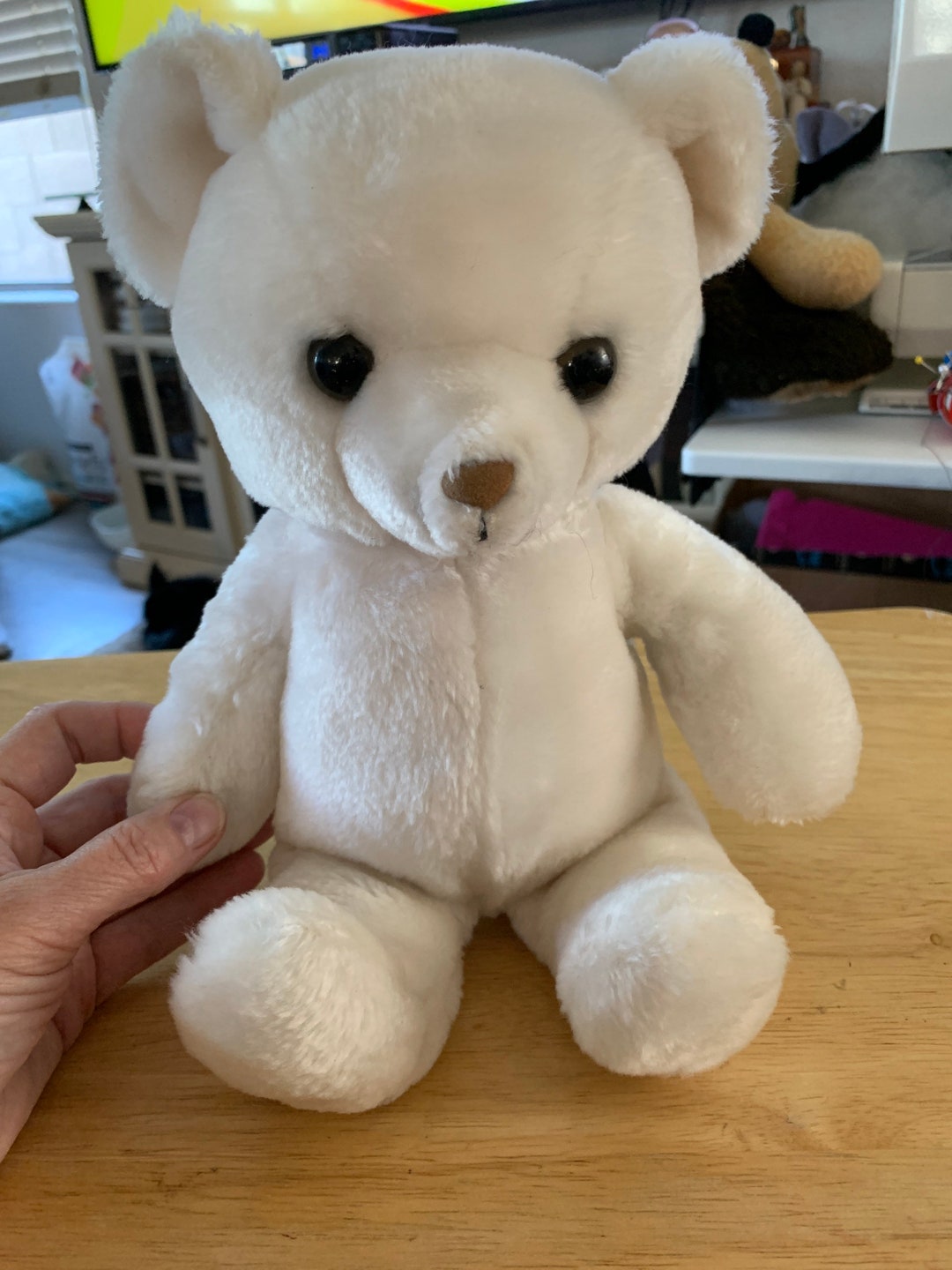 Vintage Steven Smith White Teddy Bear Plush With Flocked Nose - Etsy