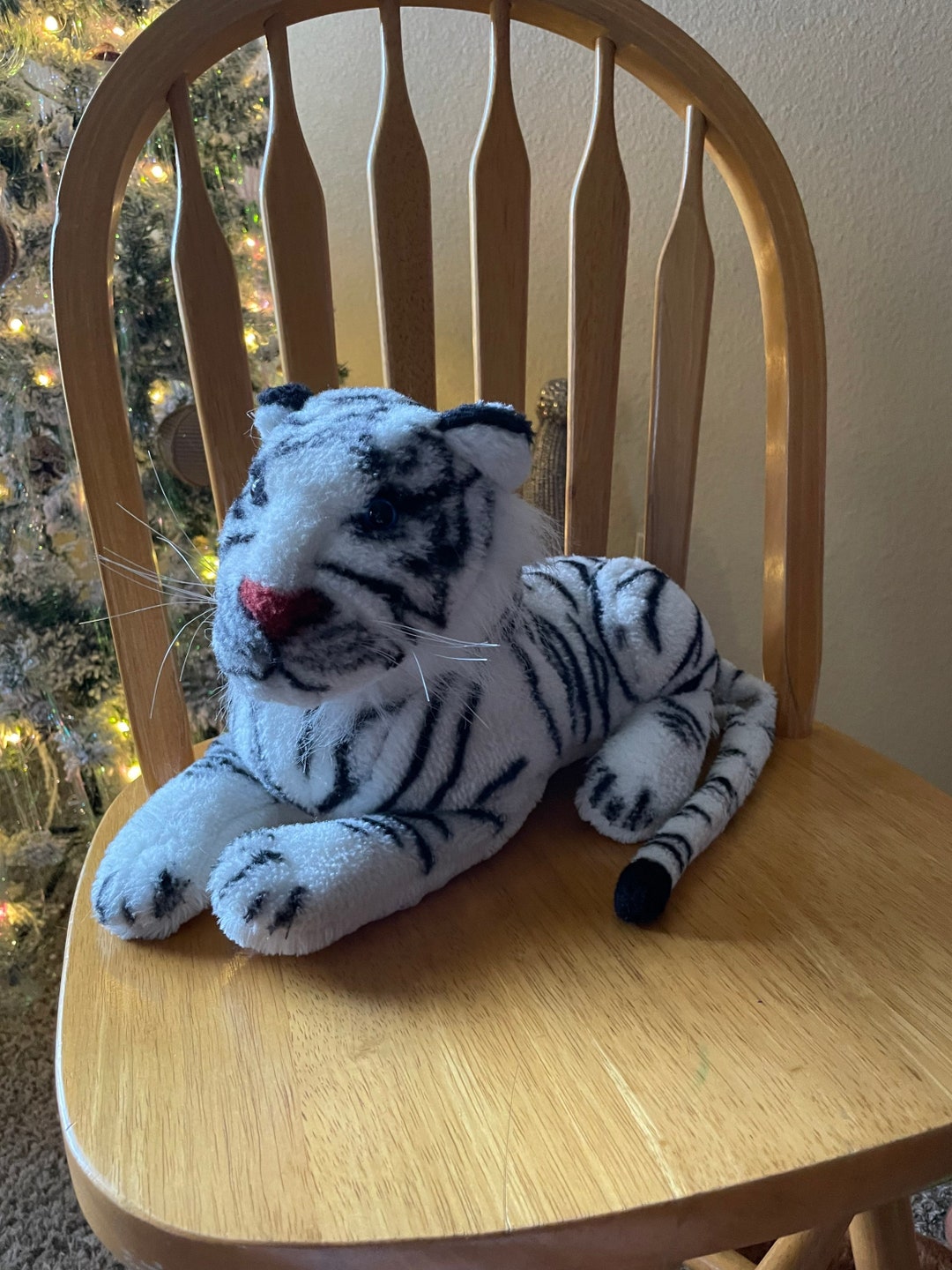 Laying Hard Stuffed White Tiger Plush - Etsy