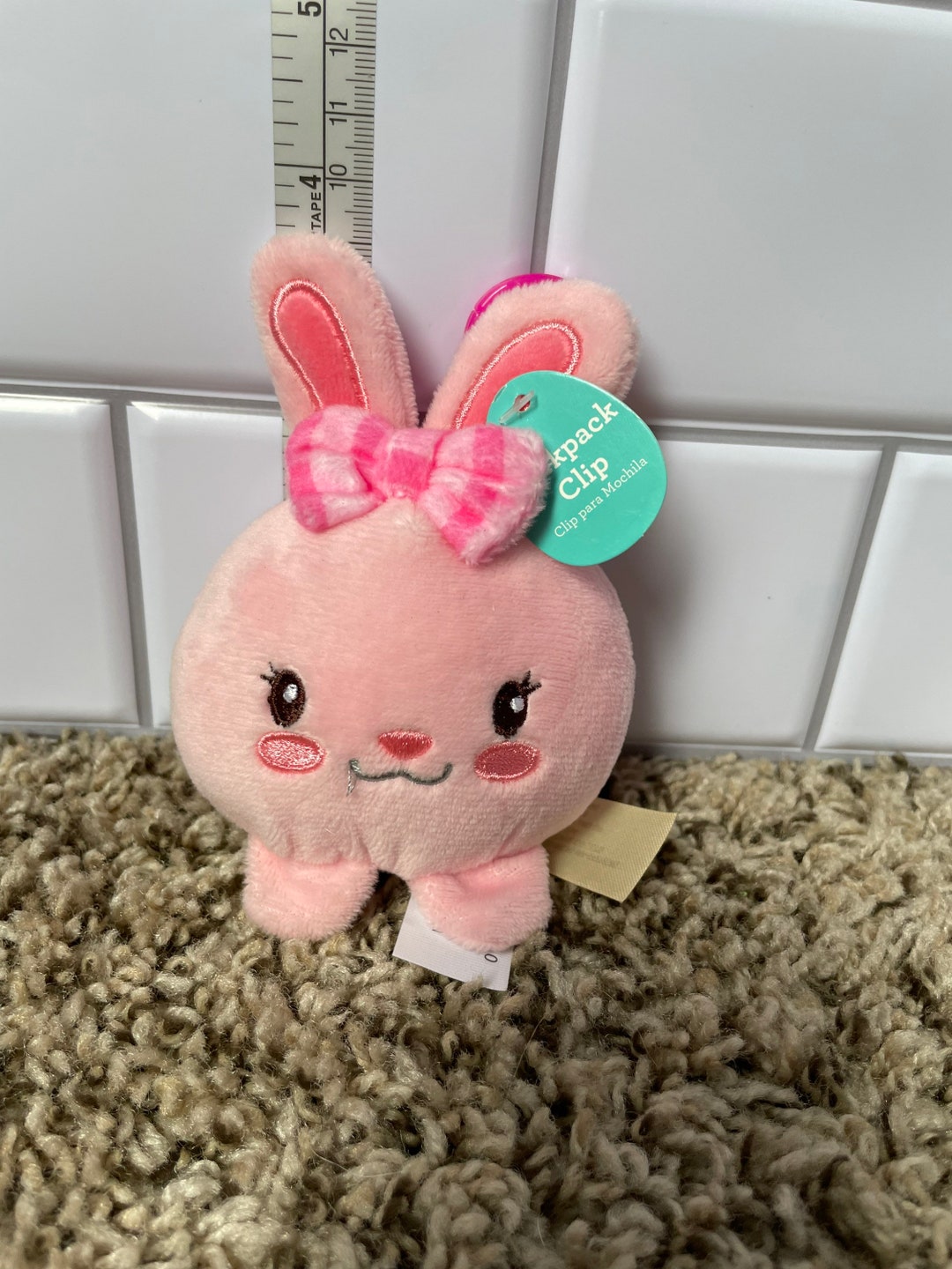 Small Pink Bunny Backpack Clip Plush - Etsy