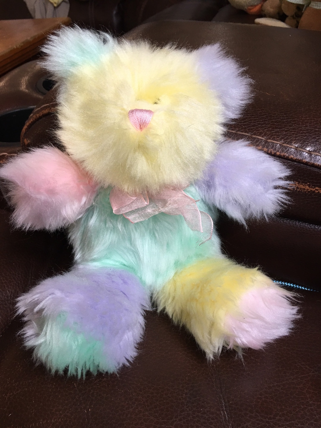 Teddy Bear Pastel Multi Color Stuffed Animal Plush Toy Vintage for Kids ...