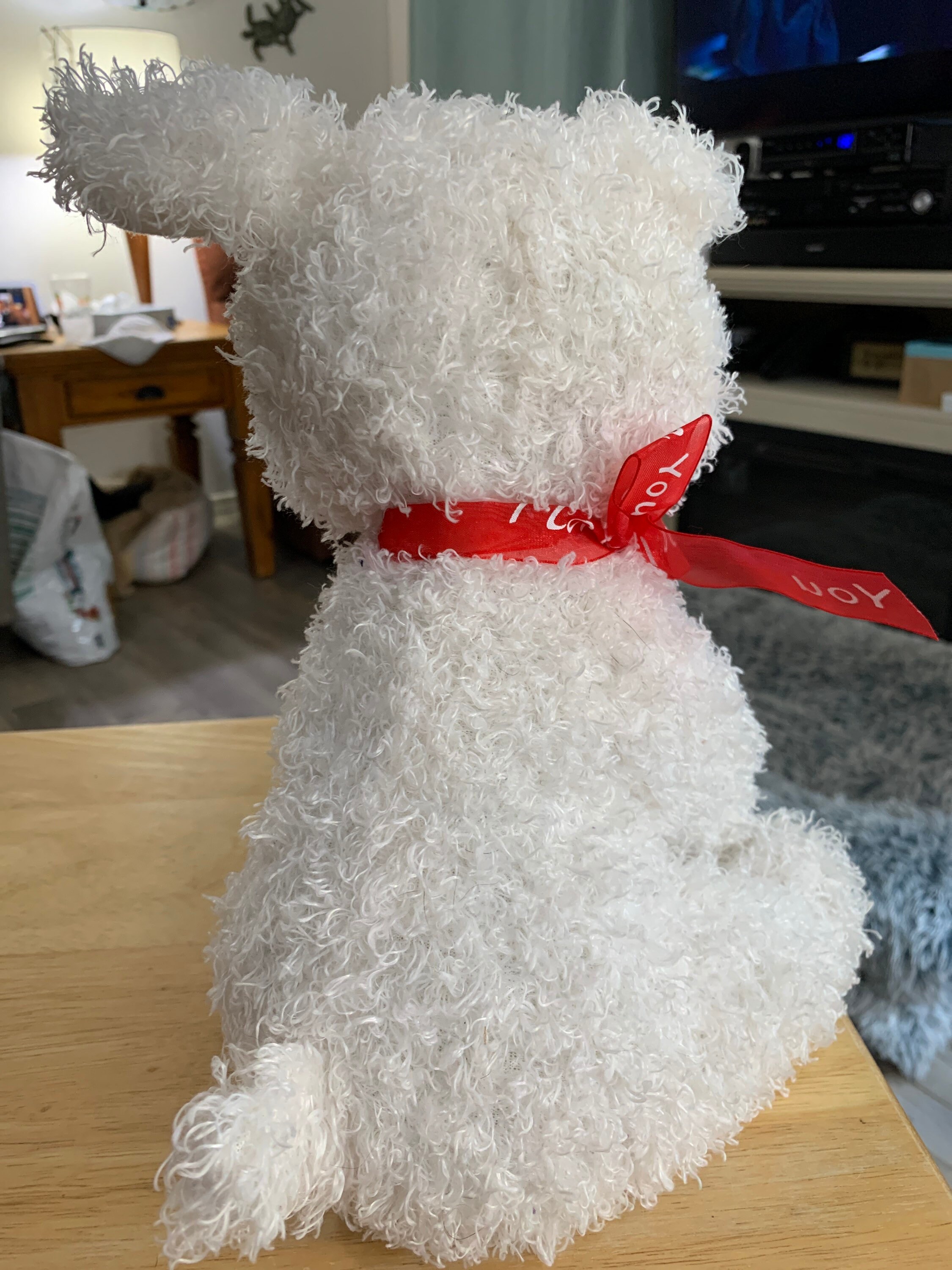 Curly White Goffa Puppy Dog Plush With Red I Love You Ribbon - Etsy