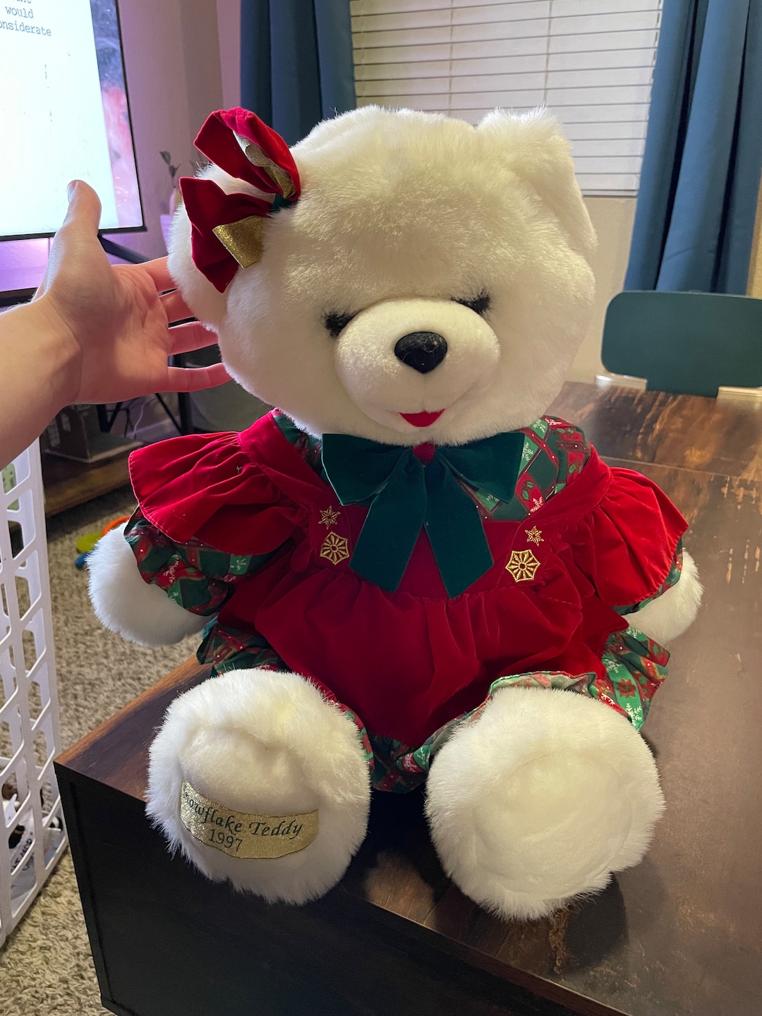 1997 Christmas Snowflake Teddy Bear Plush - Etsy