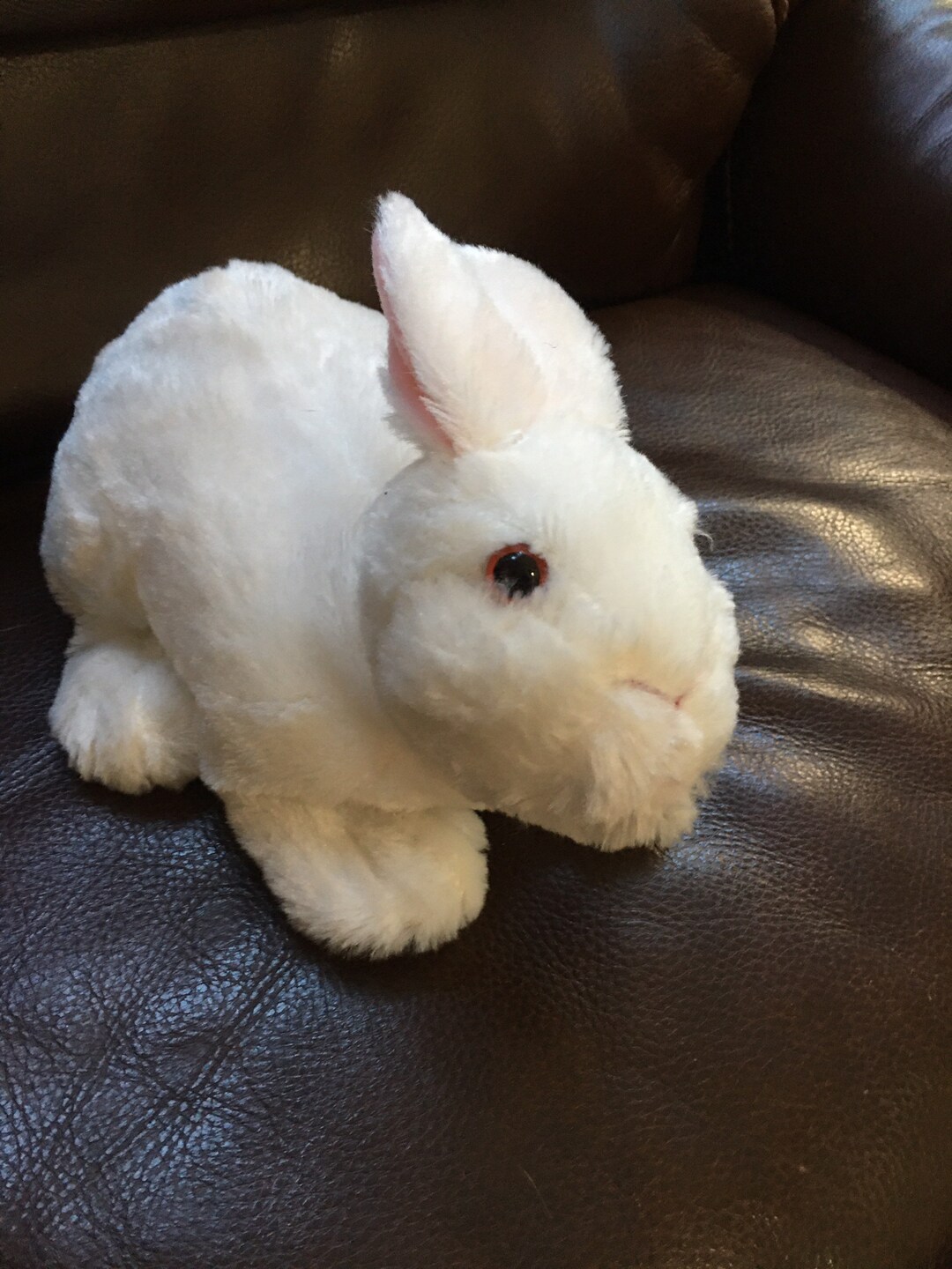 White Plush Bunny Rabbit, Pink Ears - Etsy