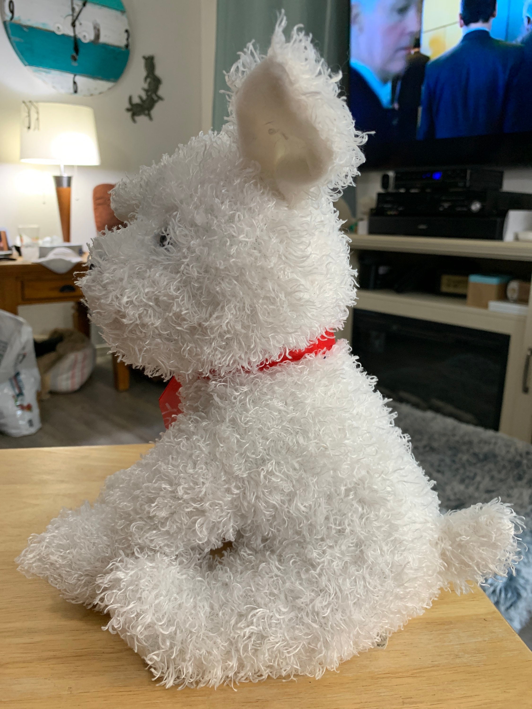 Curly White Goffa Puppy Dog Plush With Red I Love You Ribbon - Etsy