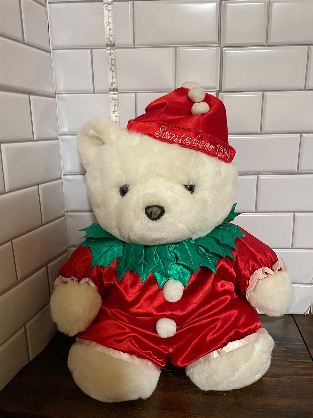 Dayton Hudson White Santa Bear Christmas Plush 1994. Red Hat and Shirt ...