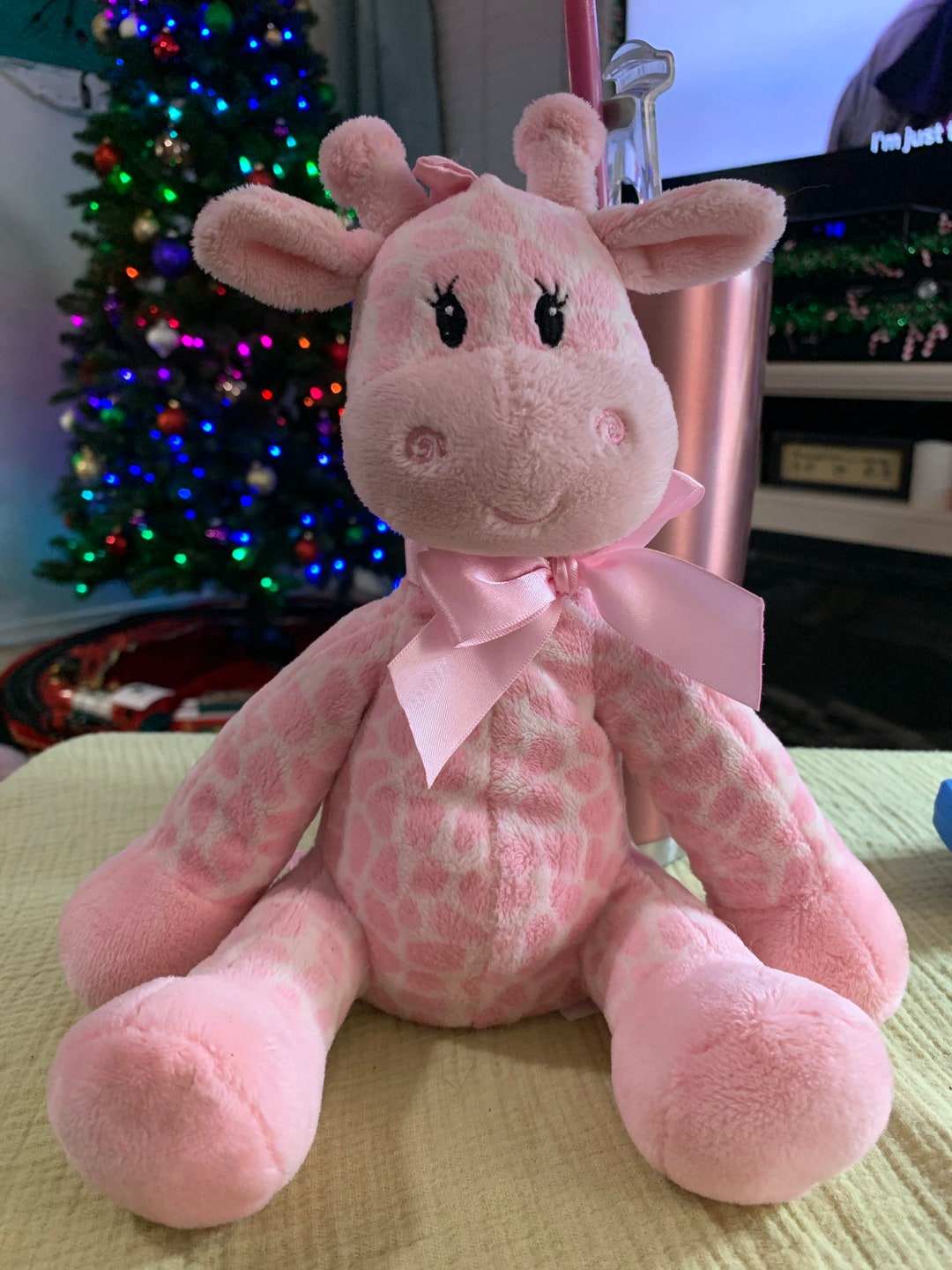 First and Main Pink Giraffe Rattle Plush - Etsy