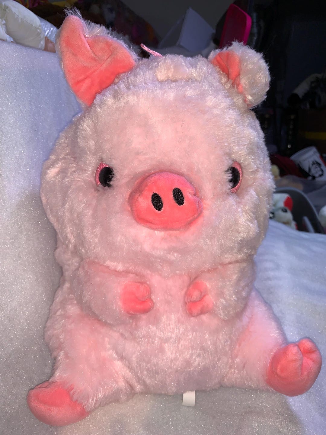 Nanco Light Pink and Pink Chonky Pig Plush. Large Sitting Pig. Very ...