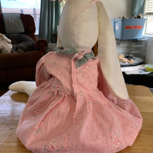 Bunny Rabbit Plush. Girl With Pink Dress and Ribbons. Hand Made and One ...