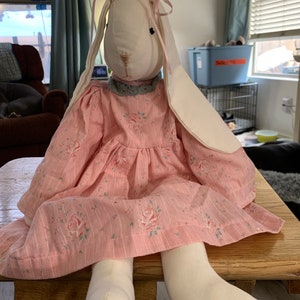 Bunny Rabbit Plush. Girl With Pink Dress and Ribbons. Hand Made and One ...