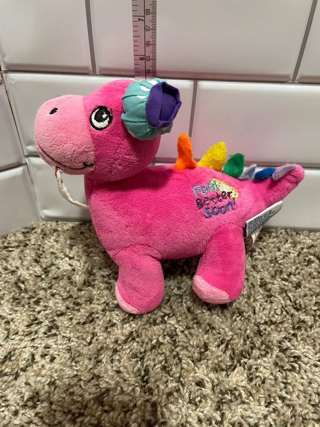 Pink Feel Better Soon Dinosaur Plush - Etsy