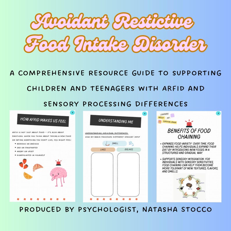 ARFID Workbook, CBT ARFID Worksheets, Avoidant-restrictive Food Intake ...