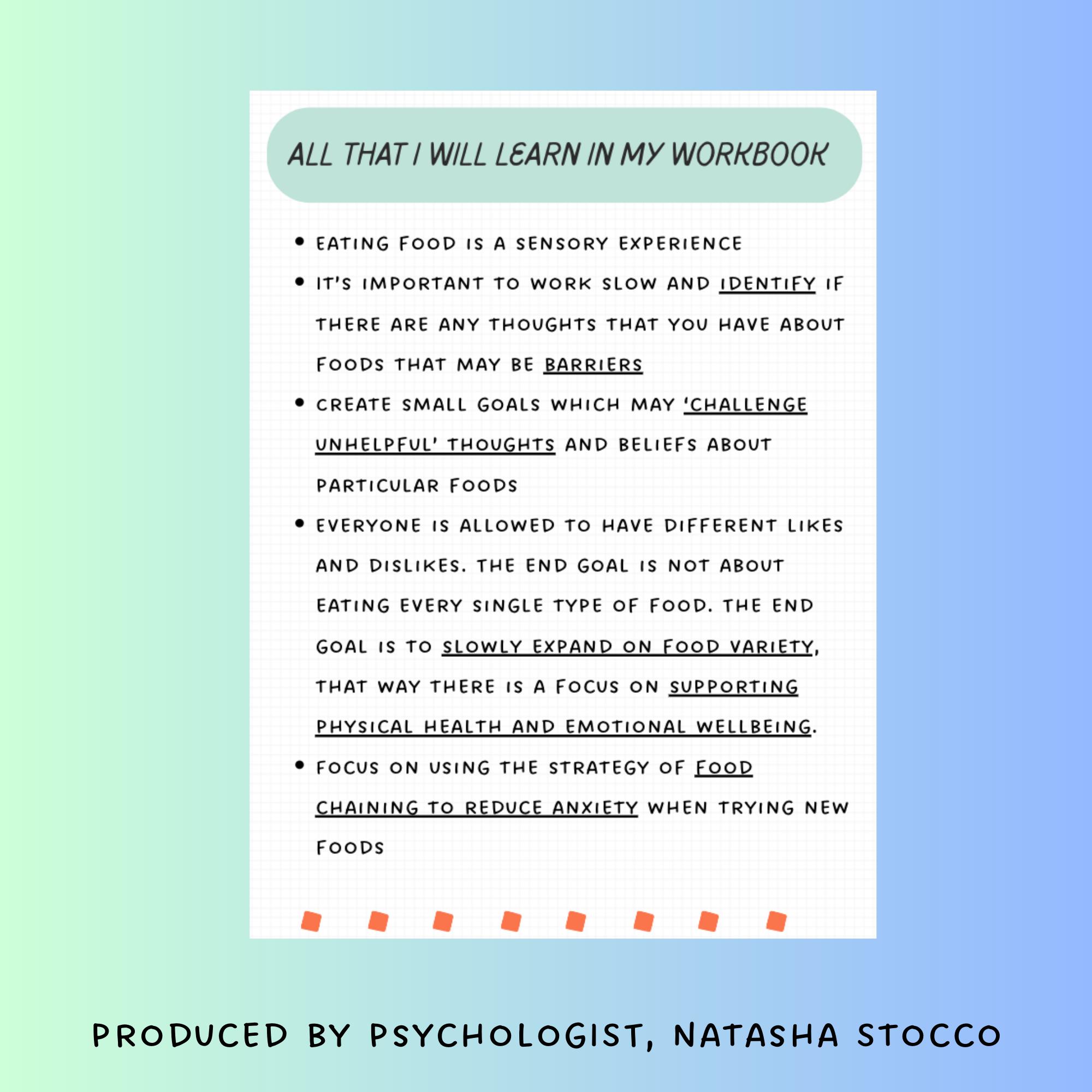 ARFID Workbook, Food Chaining, Sensory Processing Guide - Etsy