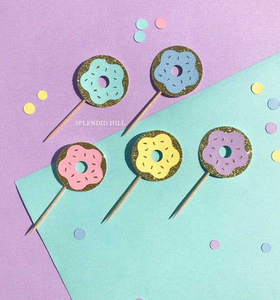 Donut Party Cupcake Toppers Donut Birthday Donut Grow Up | Etsy