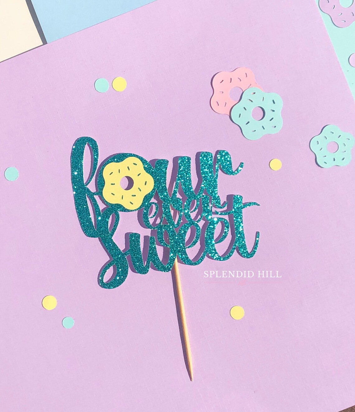 Four ever sweet Glitter Cake Topper 4th birthday party decor | Etsy