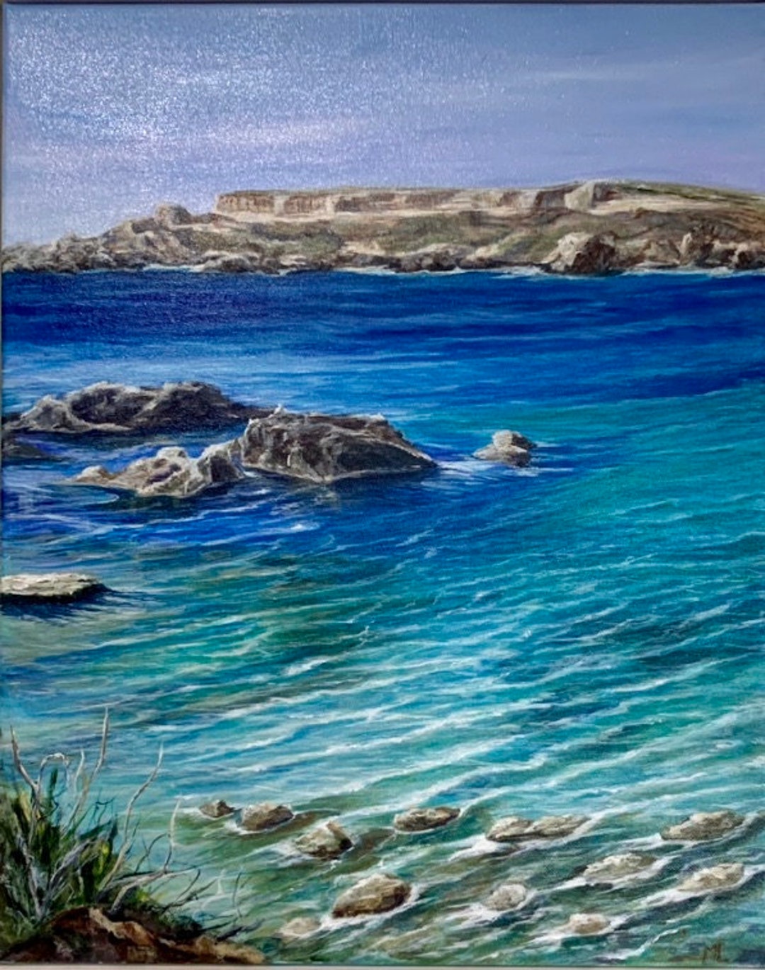 Hand Painted Acrylic Beach Scene on Canvas, Sealed and Ready to Hang ...