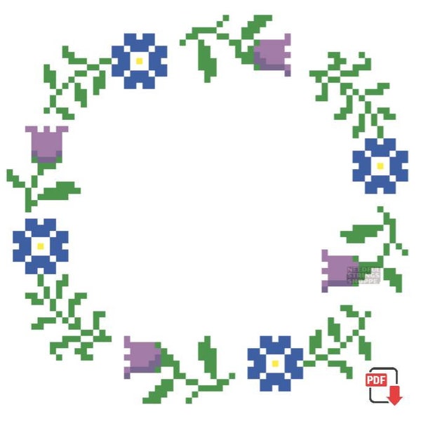 Floral Cross Stitch Border Pattern - Etsy