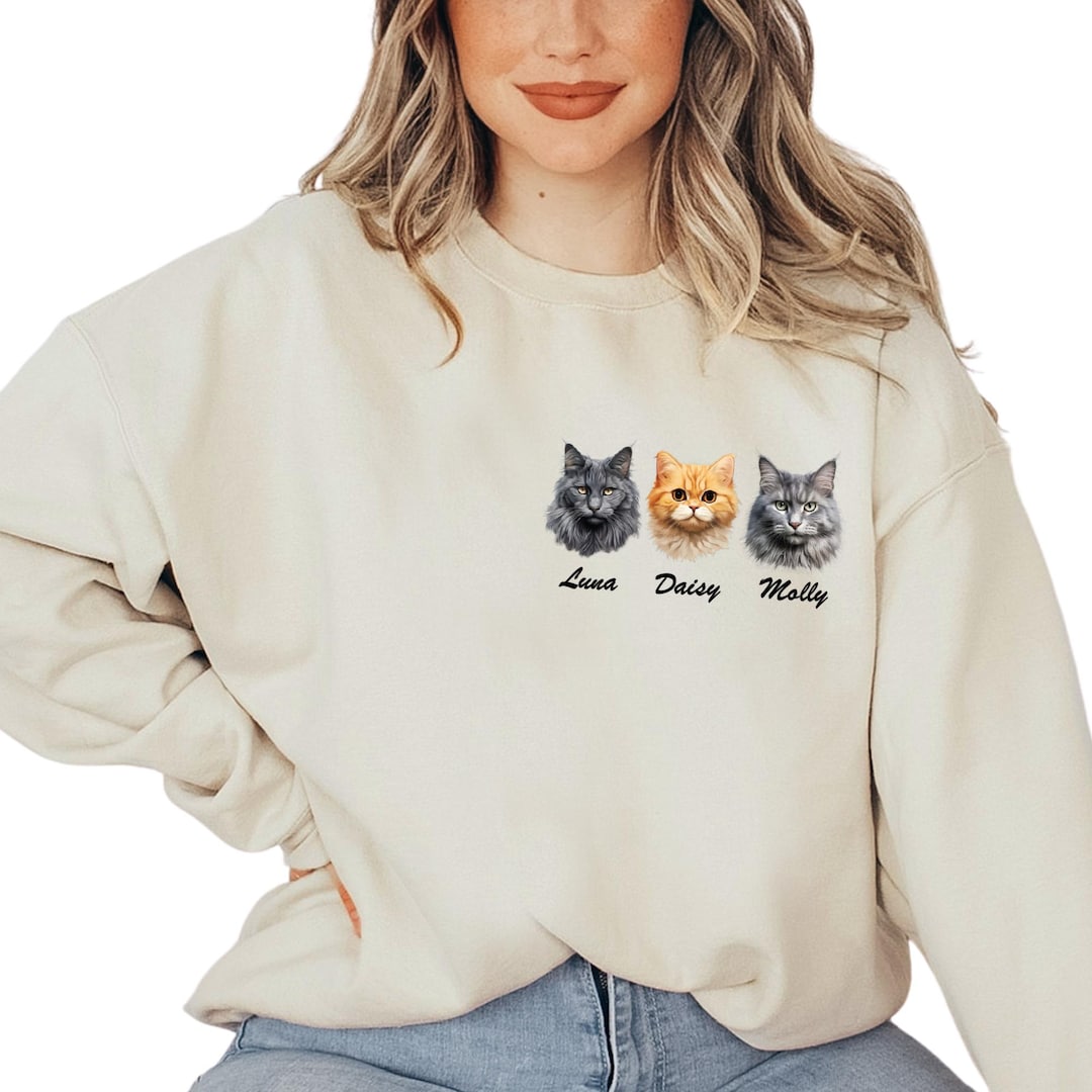 Custom Cat Breed in Pocket, Personalized Cat Peeking Sweatshirt, Cat ...
