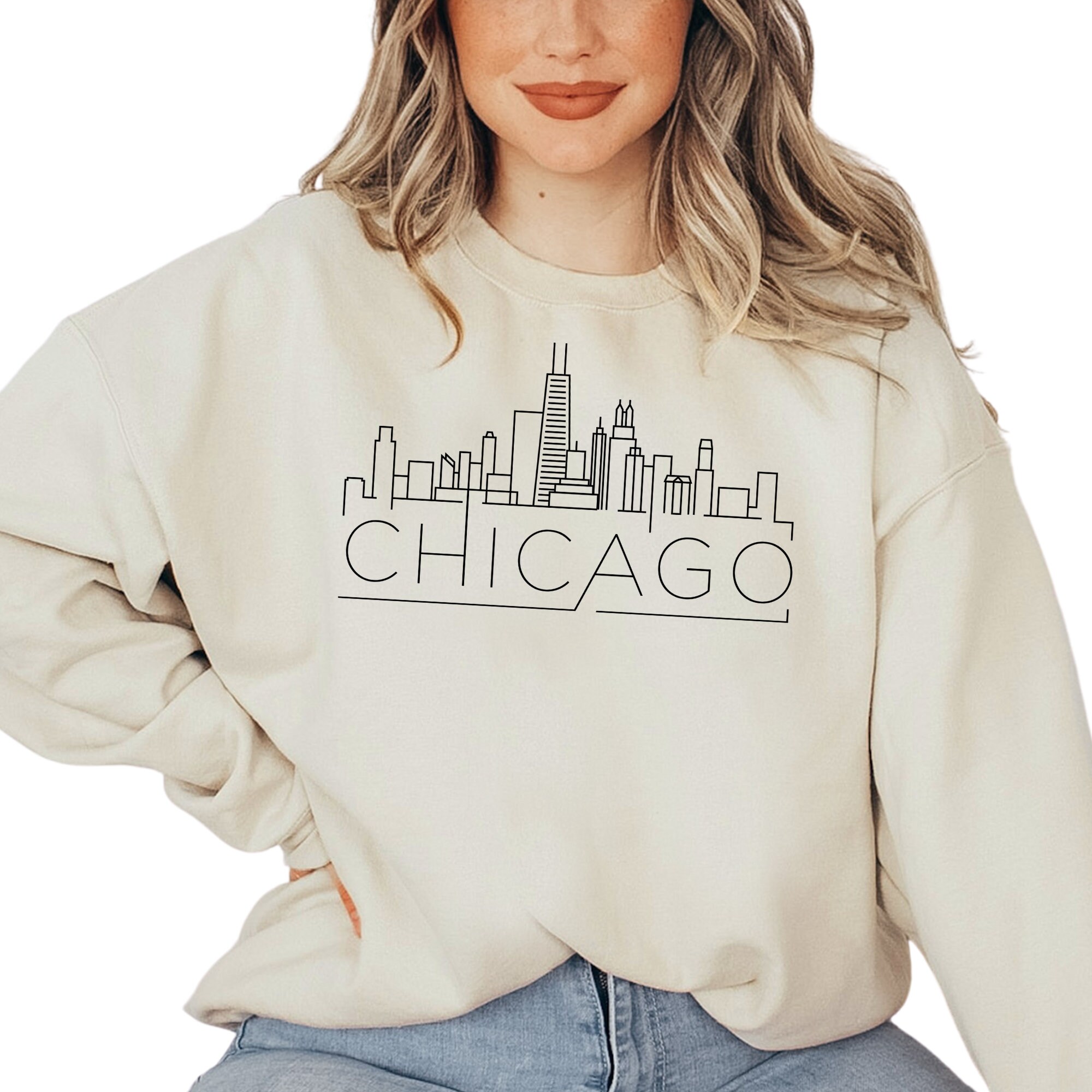 Chicago Sweatshirt, Skyline Chicago Hoodie, Chicago State Sweatshirt ...