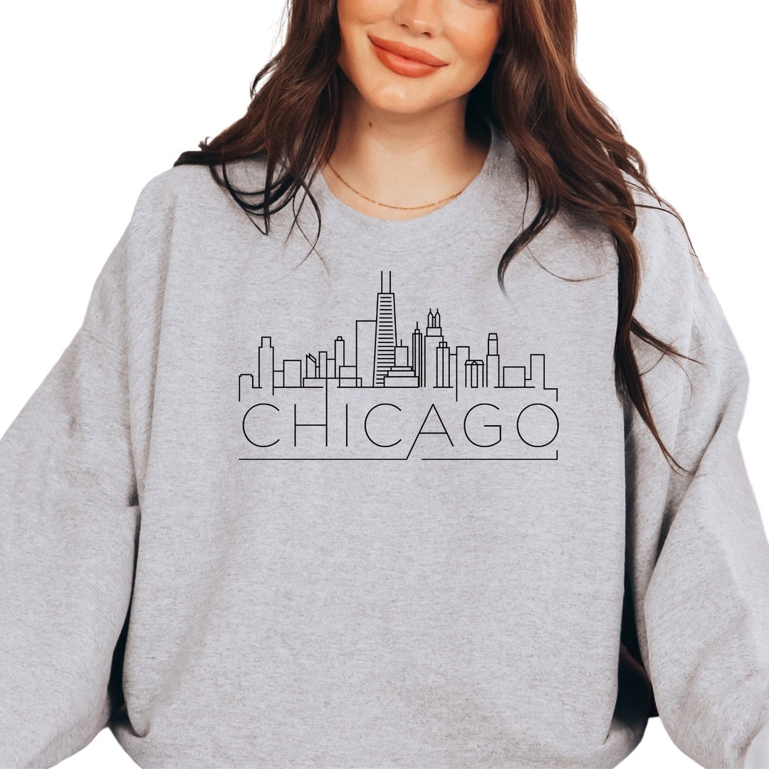 Chicago Sweatshirt, Skyline Chicago Hoodie, Chicago State Sweatshirt ...