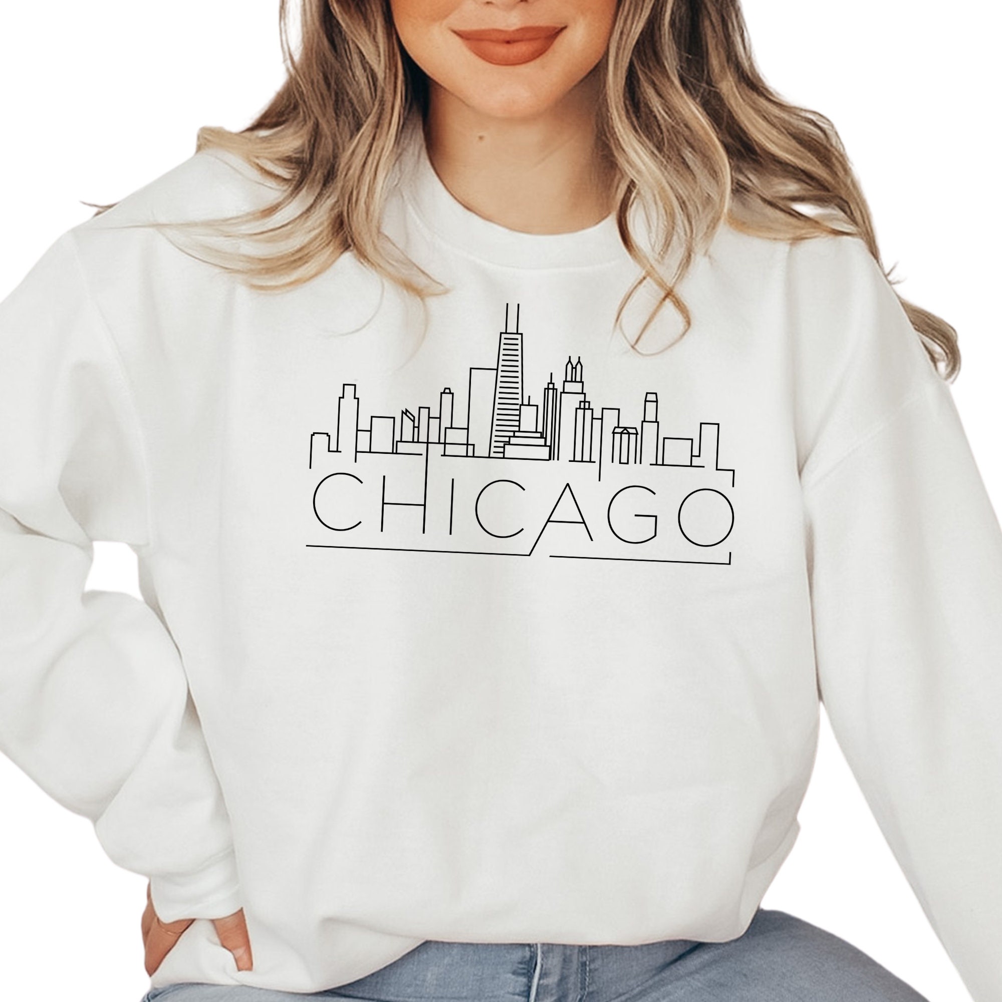 Chicago Sweatshirt, Skyline Chicago Hoodie, Chicago State Sweatshirt ...
