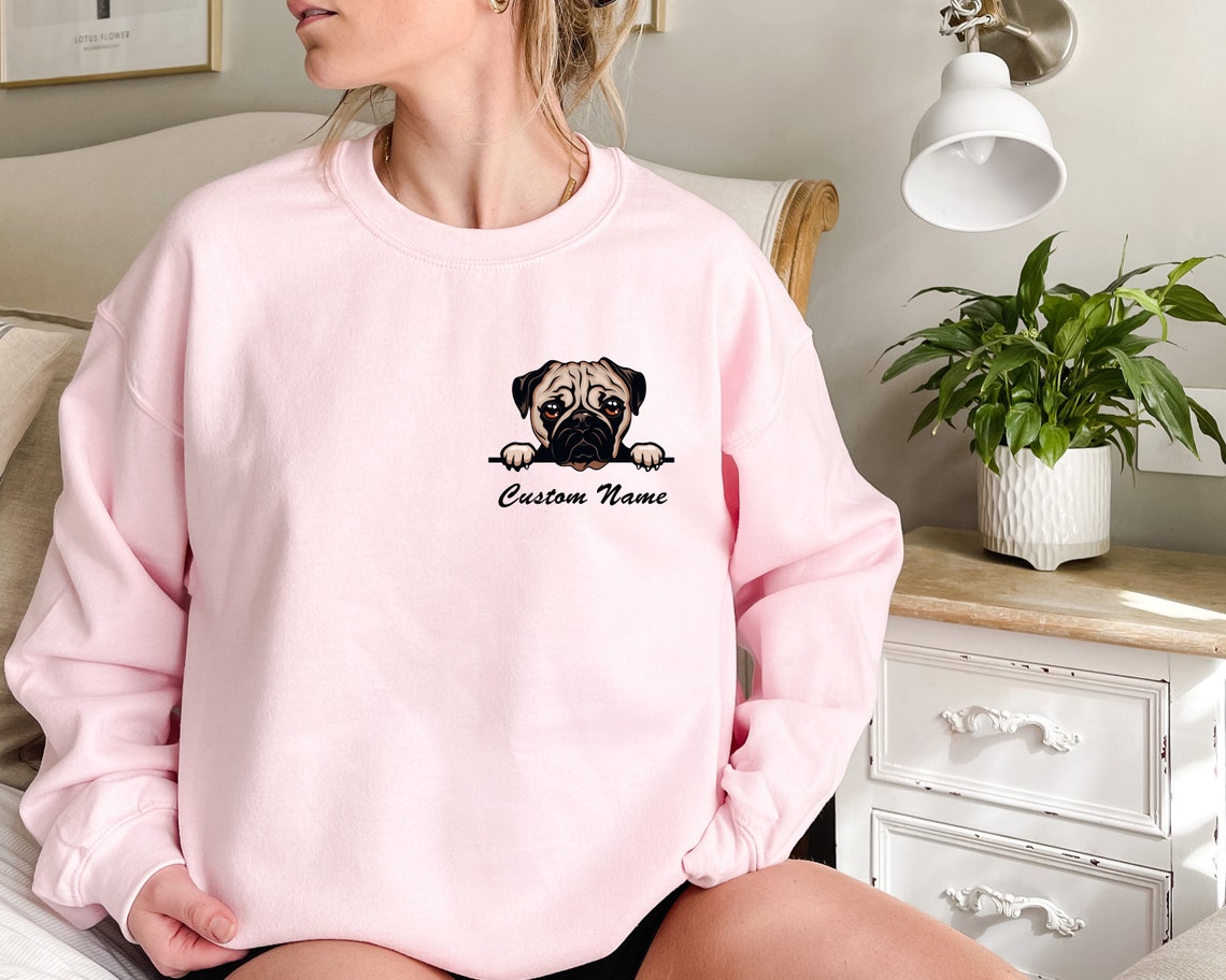 Personalized Pug Mom Sweatshirt, Colorful Pug Dog Hoodie, Dog Mom ...