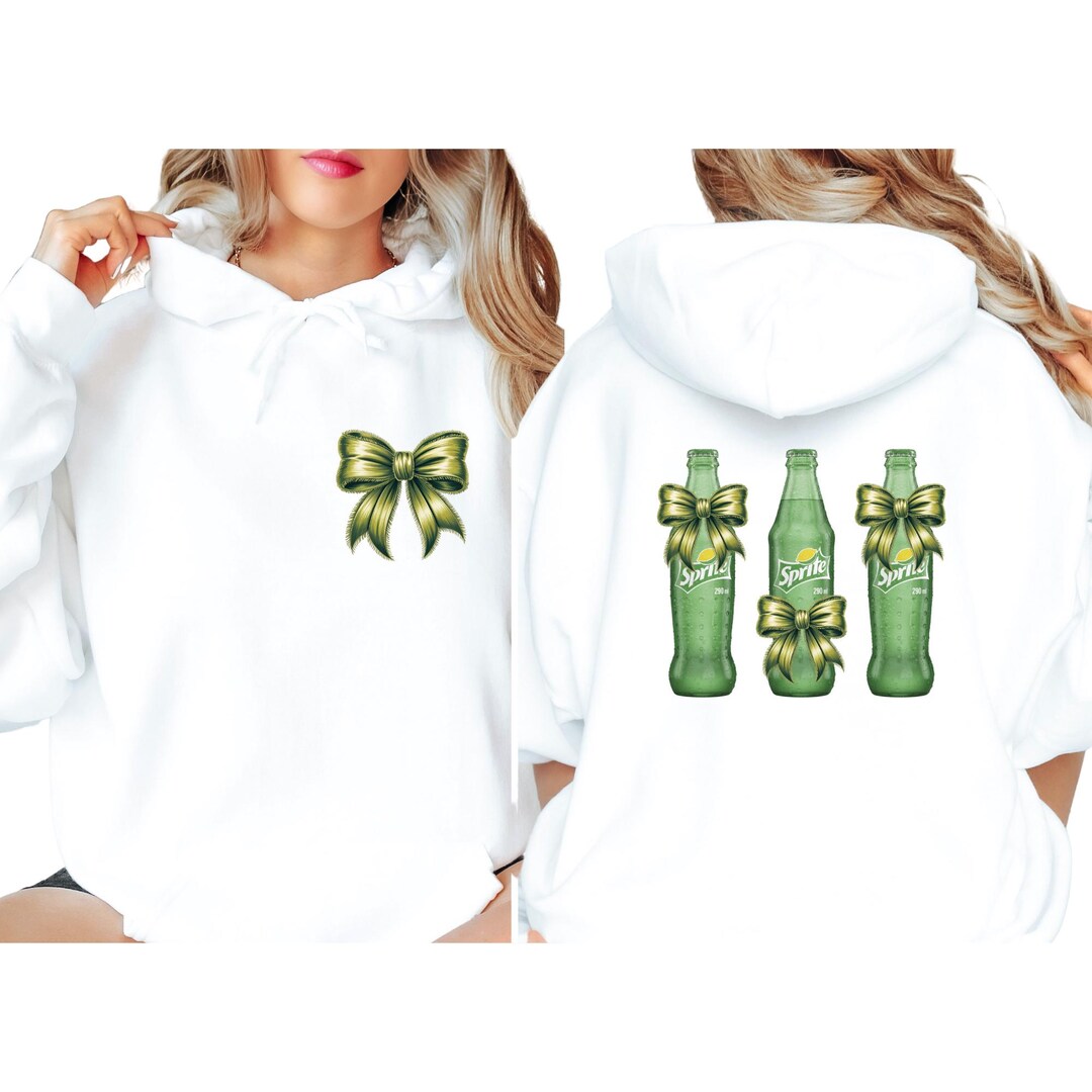 Cute Bow Sprite Sweatshirt, Cozy Lemon Lime Soda Bow Hoodie, Girly ...