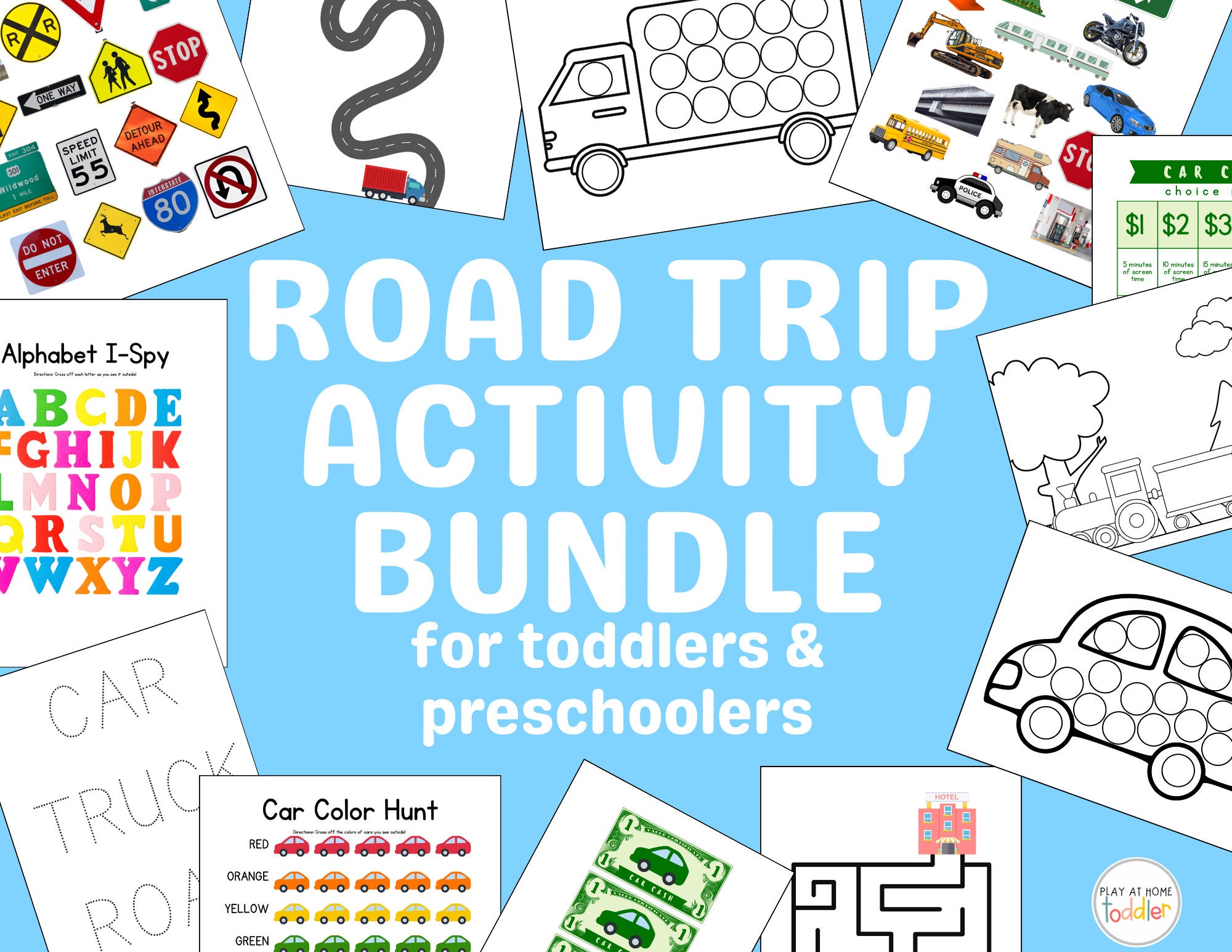 Road Trip Activity Bundle for Preschoolers and Toddlers, Travel Games ...