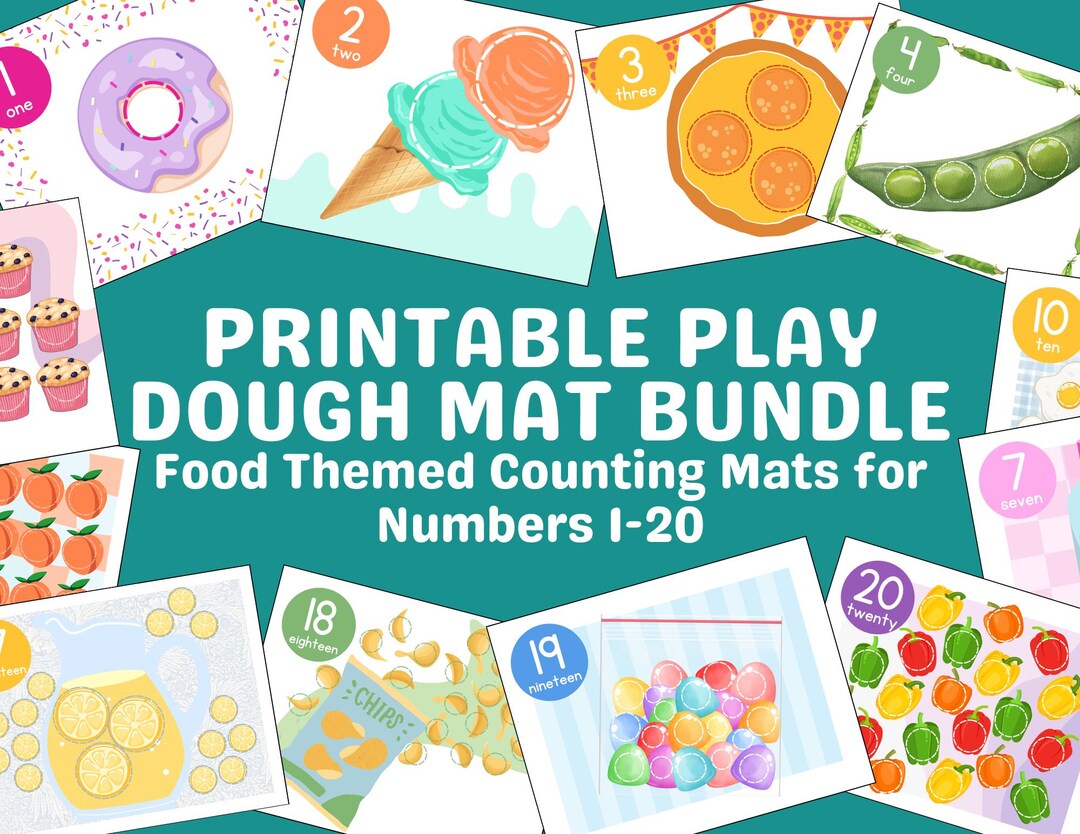 Food Counting Play Dough Mats 1-20: Sensory Math (digital Download) - Etsy