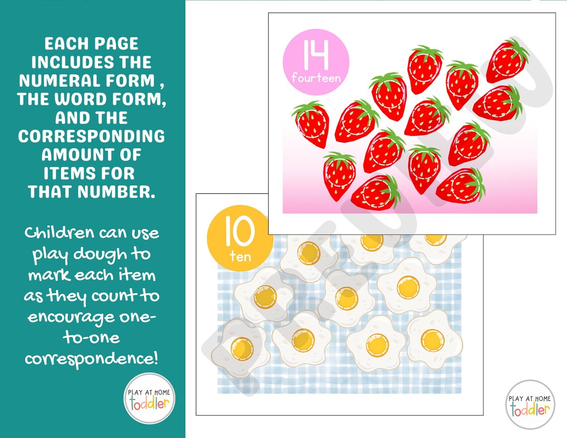 Food Counting Play Dough Mats 1-20: Sensory Math (digital Download) - Etsy