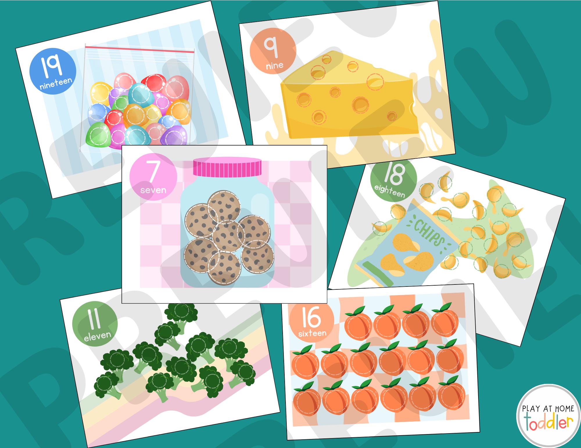 Food Counting Play Dough Mats 1-20: Sensory Math (digital Download) - Etsy
