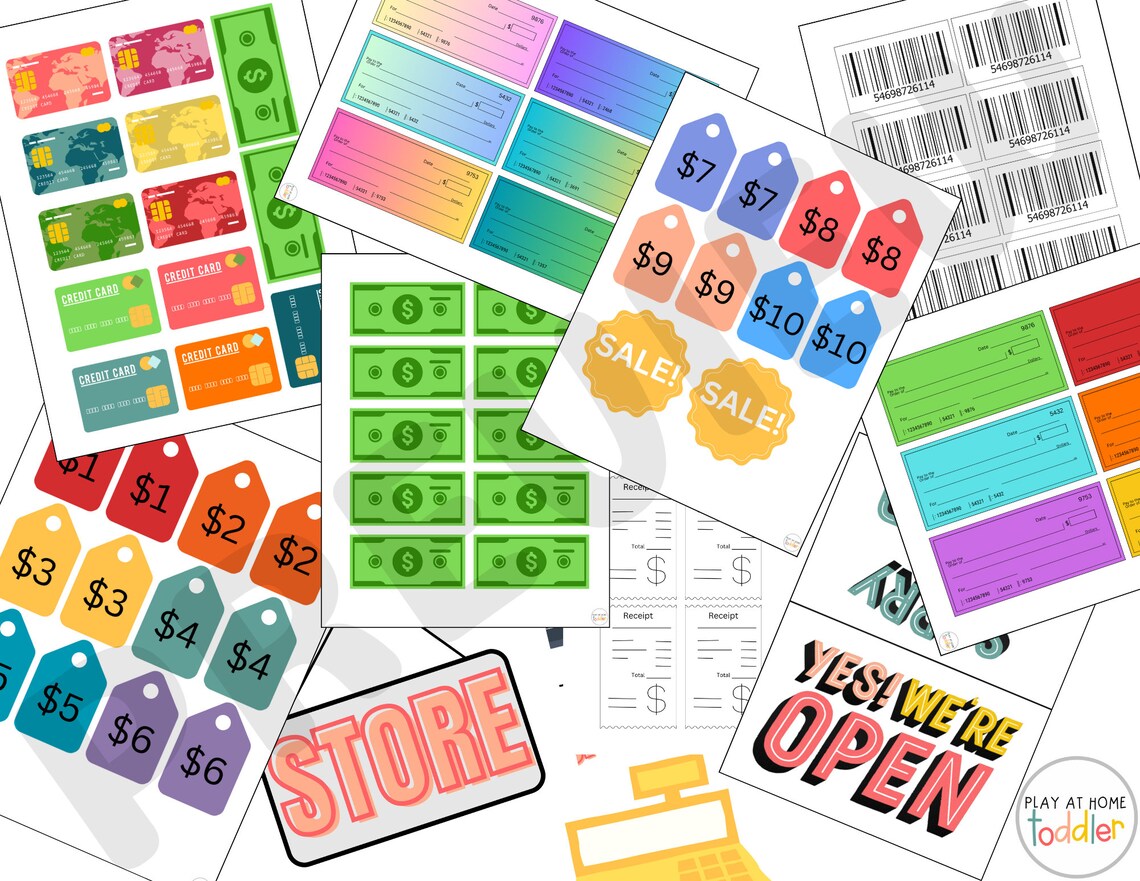 Pretend Play Store Set: Printable Money, Cards, & Signs (digital ...